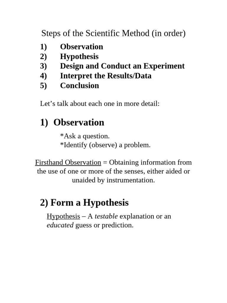 Steps of the Scientific Method Explained | PDF