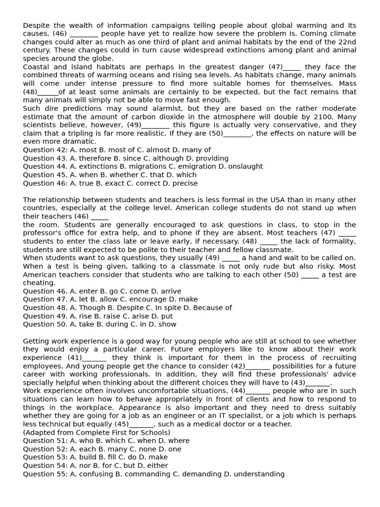Multiple Choice Reading 2 | PDF