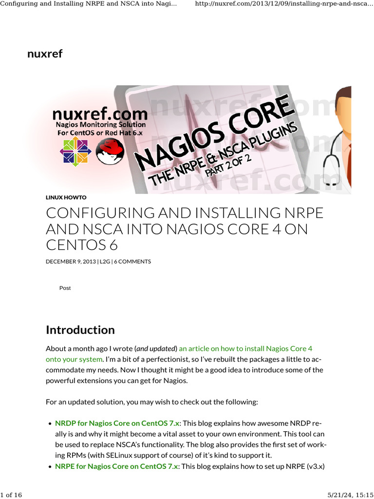 Configuring and Installing NRPE and NSCA Into Nagios Core 4 on CentOS 6 - Nuxref | PDF ...