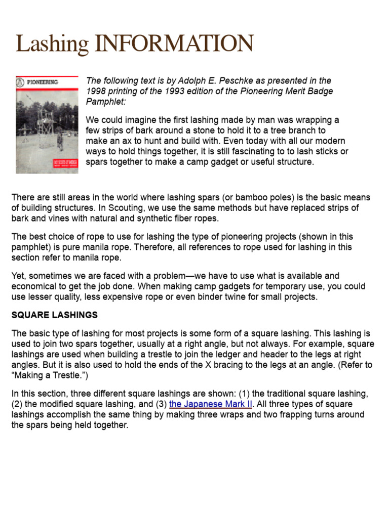 Lashing Information | PDF | Knot | Rope