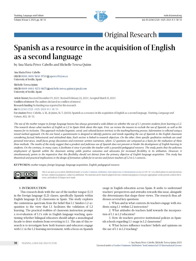 Spanish As A Resource-Cabello-Quinn-2024 | PDF | Second Language ...