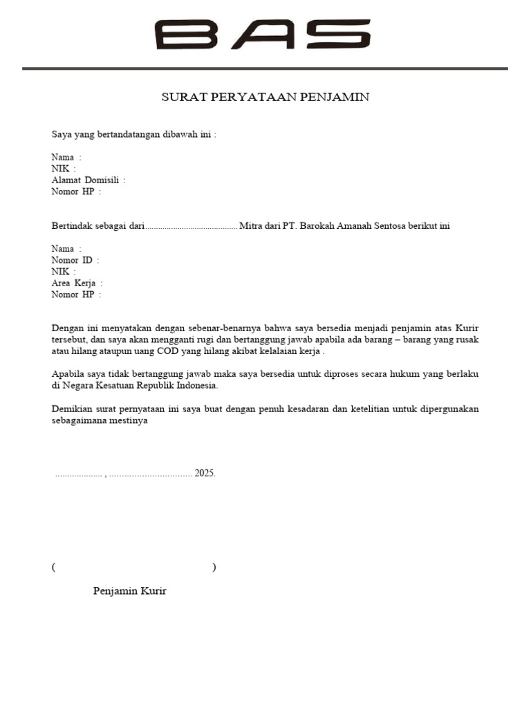 Surat Penjamin Bas | PDF