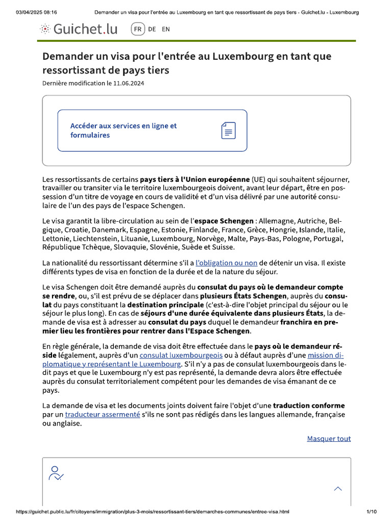 Demander Un Visa Pour L'entrée Au Luxembourg en Tant Que Ressortissant ...