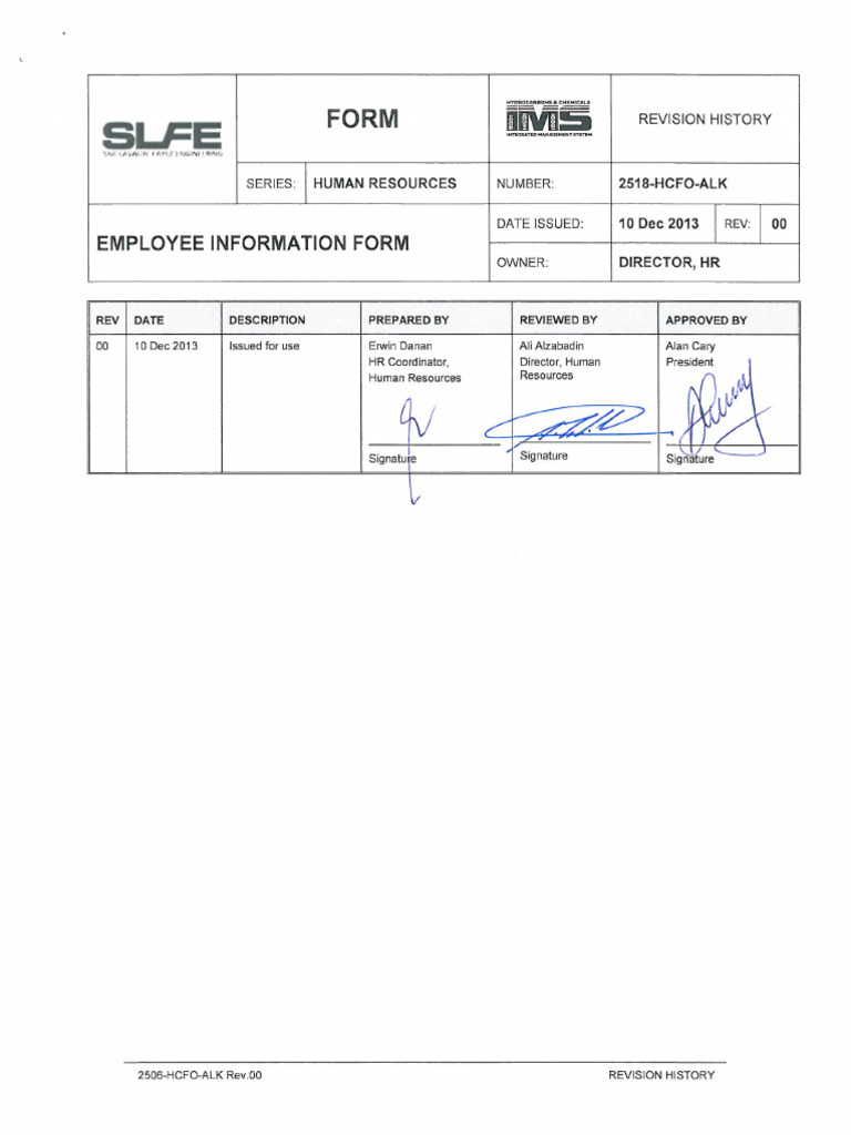 2518 Employee Information Form | PDF