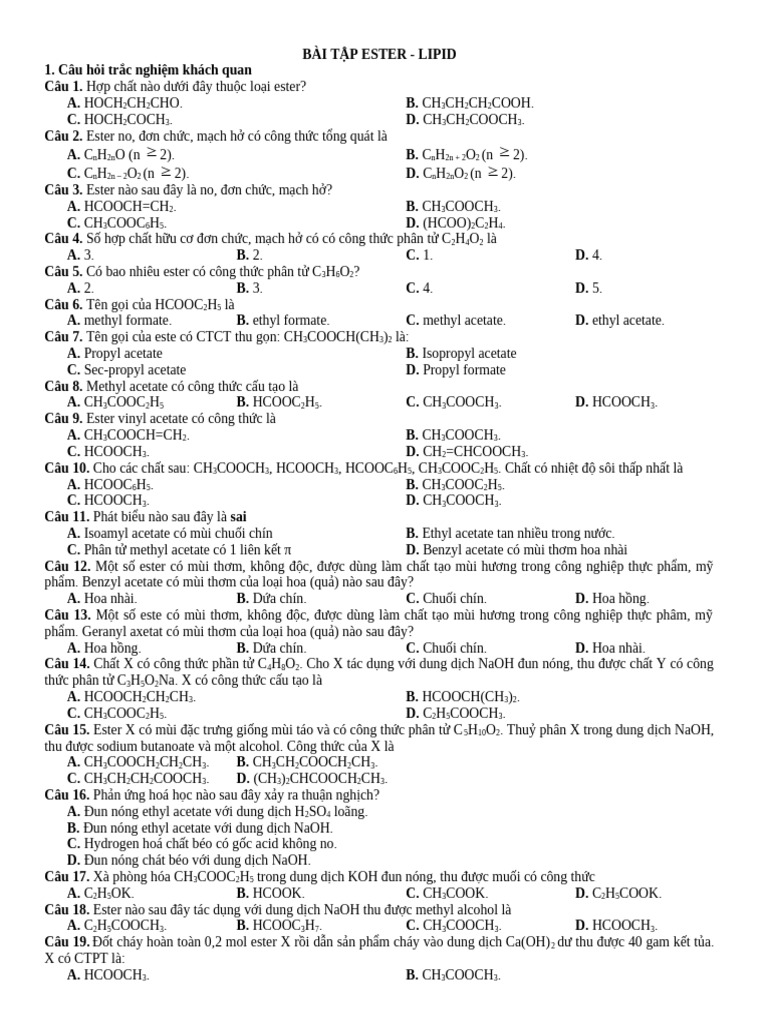 G I HS - Ester - Lipid. | PDF