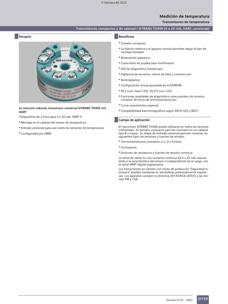 Siemens TH300 | PDF | Resistencia Eléctrica y Conductancia | Sensor
