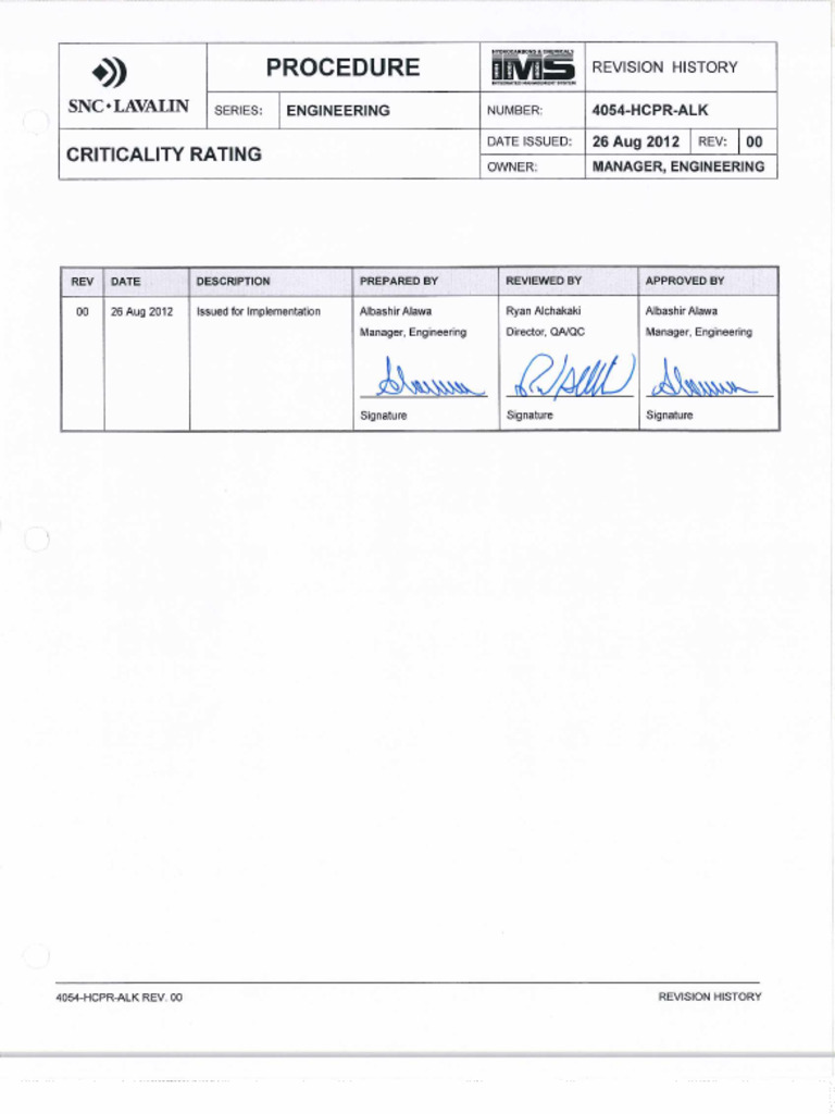 4054-HCPR-ALK Rev. 00 - Critical Rating | PDF