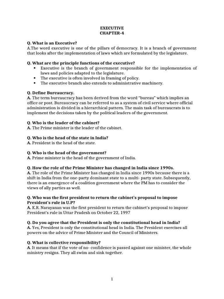 Understanding India's Executive Branch | PDF | Cabinet (Government ...