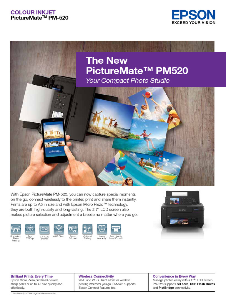 Epson PictureMate PM-520 Brochuren PDF | PDF | Printer (Computing ...
