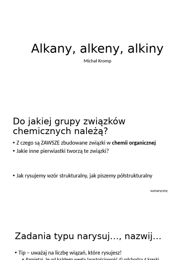 Alkany Alkeny Alkiny | PDF