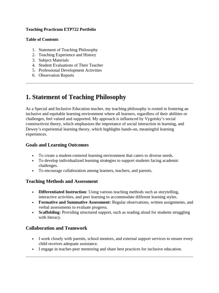 Teaching Practicum ETP722 Portfolio - PEARL | PDF | Learning | Differentiated Instruction