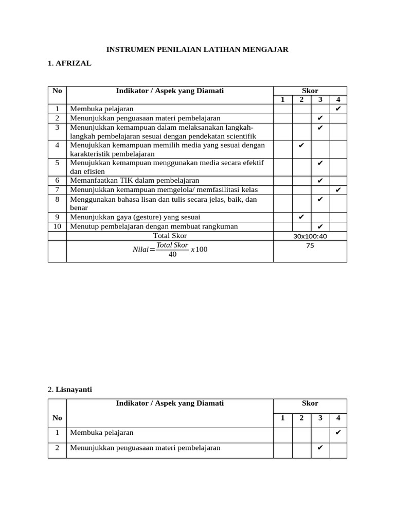 INSTRUMEN Penilaian Rian | PDF