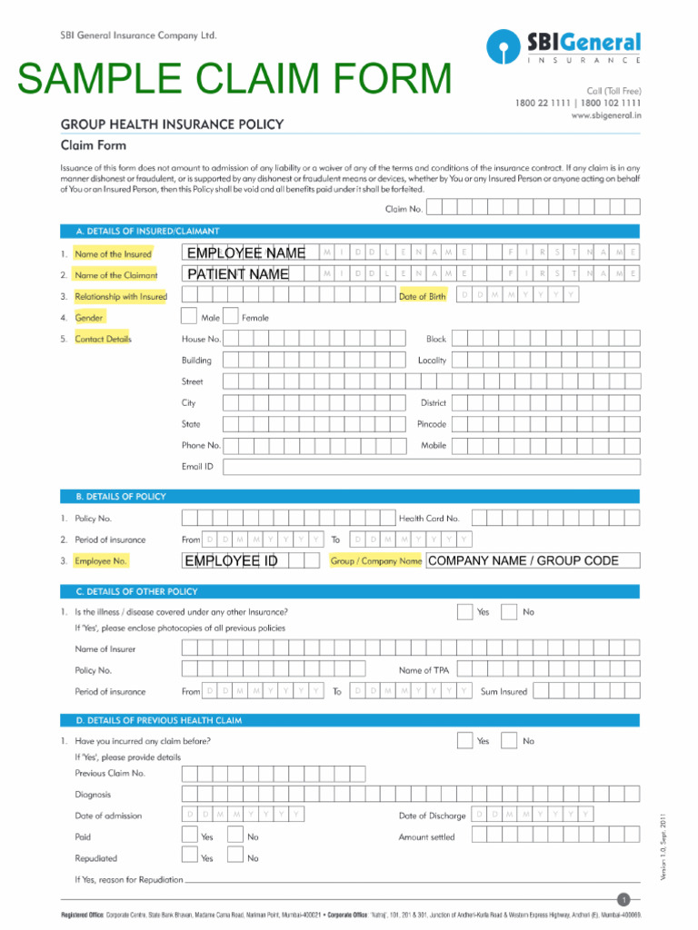Sample Claim Form | PDF