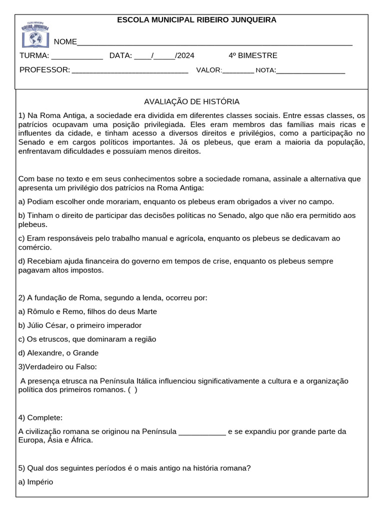 Sociedade Romana: Patrícios e Plebeus | PDF | Roma Antiga | Roma