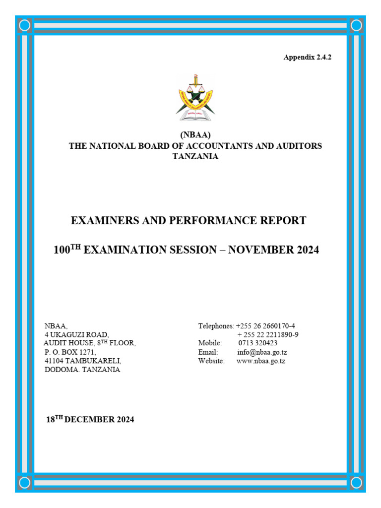 NBAA 100th Examination Performance Report | PDF | Matrix (Mathematics)
