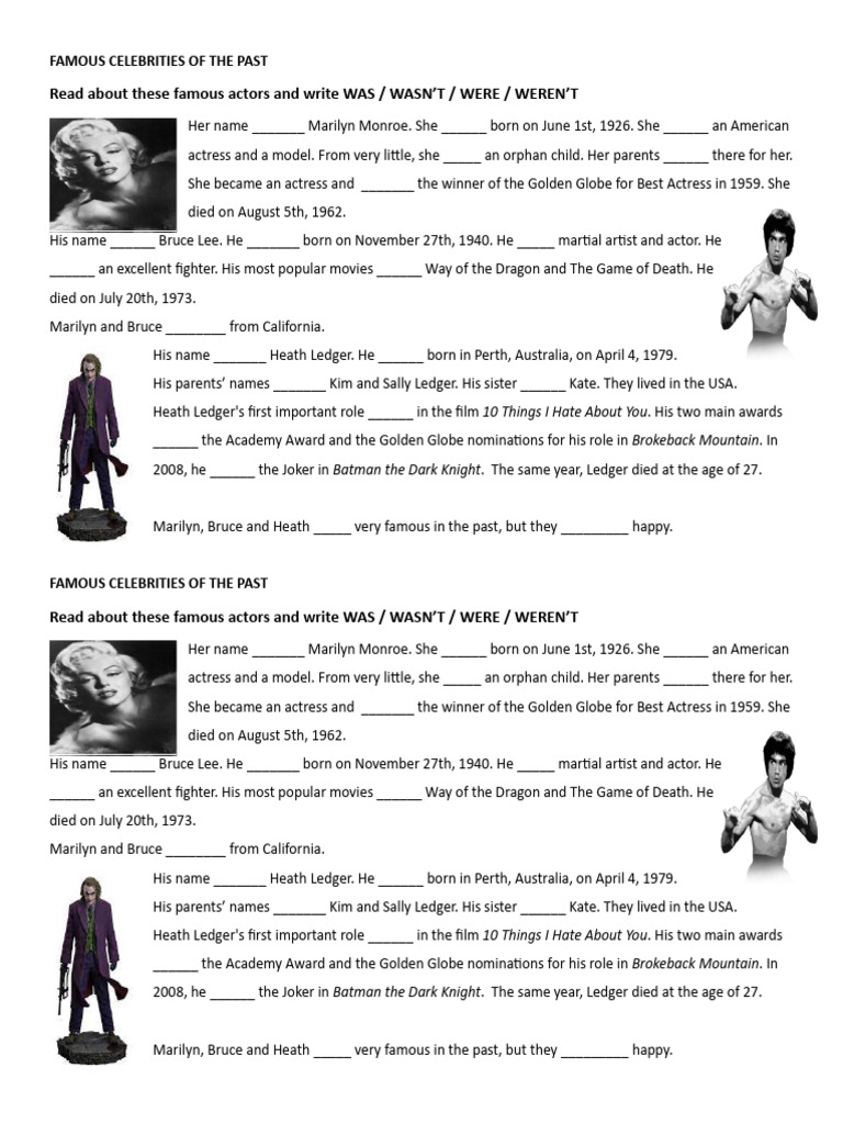 Iconic Past Celebrities: Monroe, Lee, Ledger | PDF | Batman