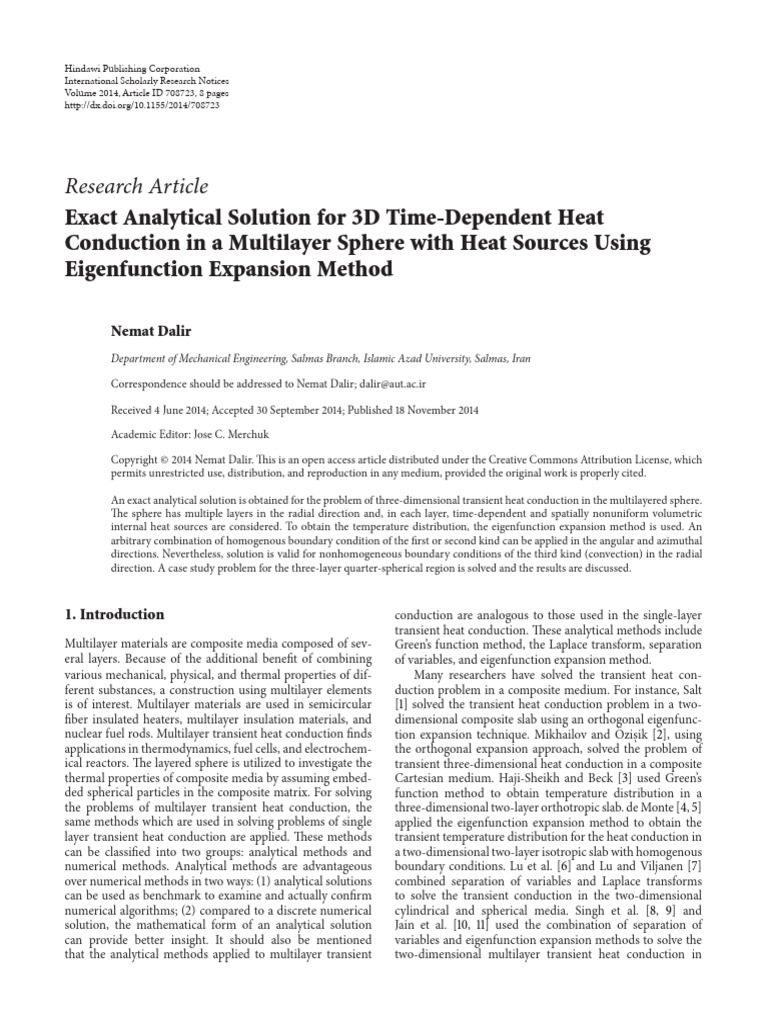 Exact Analytical Solution For 3D Time-Dependent Heat Conduction in A ...