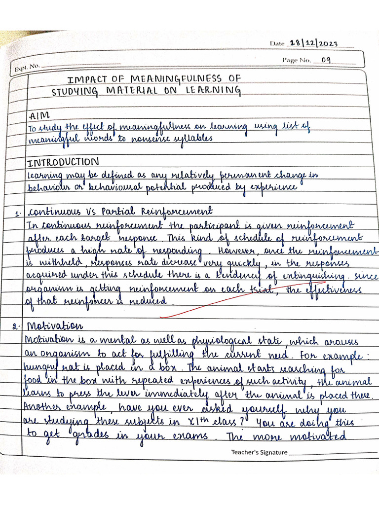 Psychology Practical Notes Class 11 | PDF