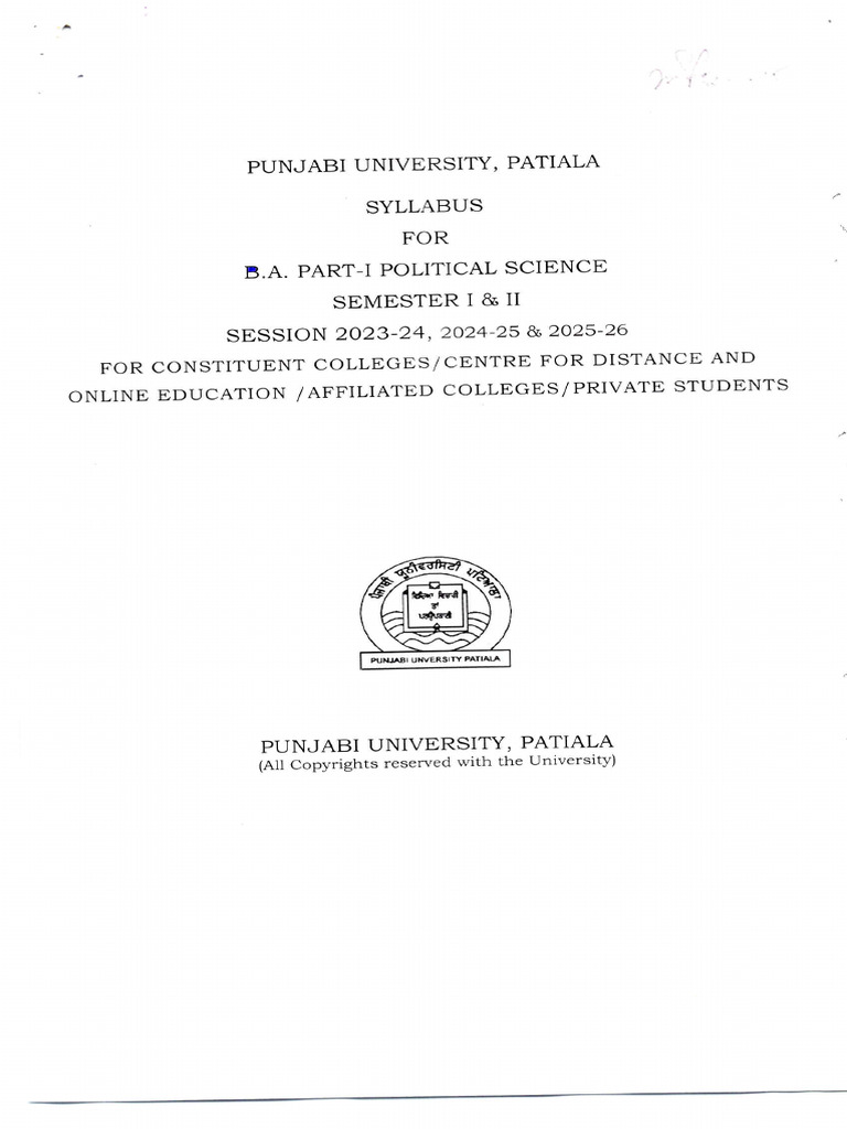 B.A. Part I (Sem I & II) - Political Science - For Affiliated - Constituent Colleges-Distance ...