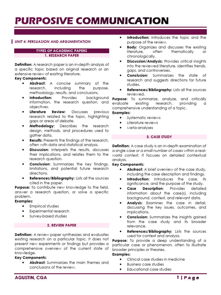 PURCOM UNIT 4 Persuasion and Argumentation | PDF | Argument | Experiment
