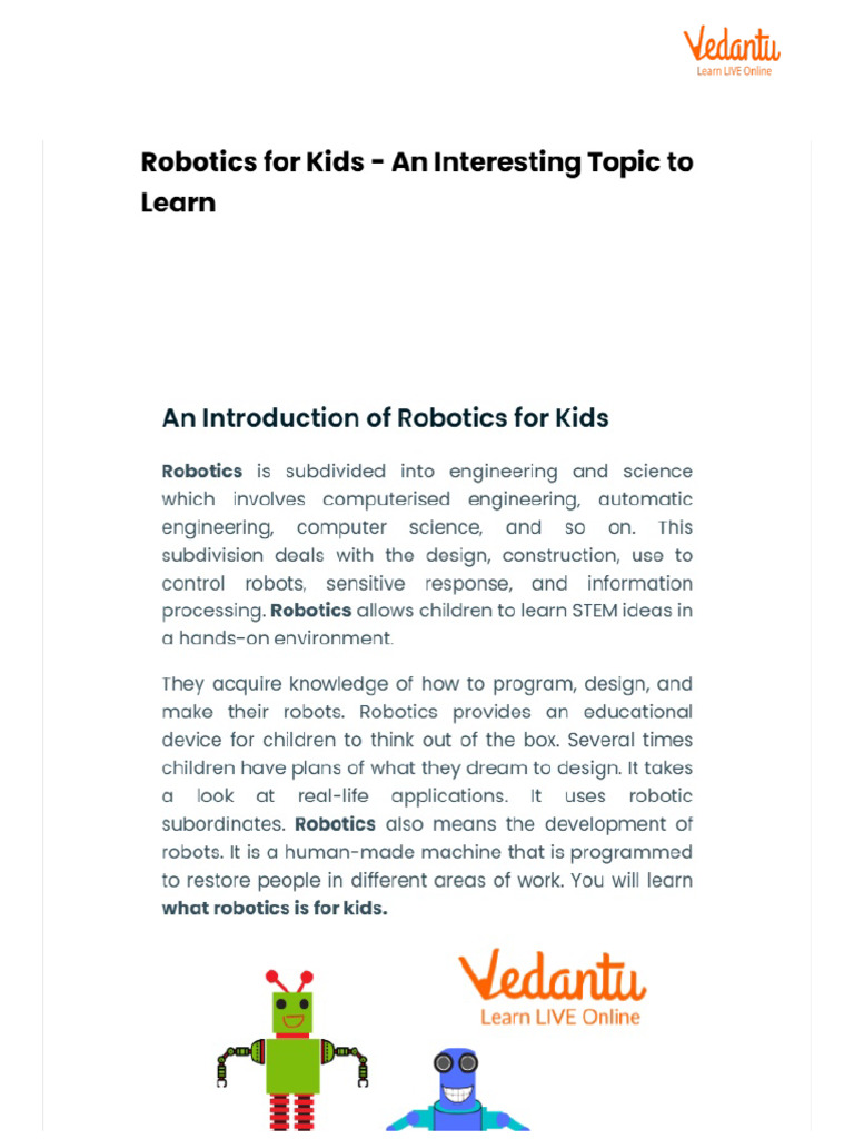 Robotics For Kids - An Interesting Topic To Learn | PDF