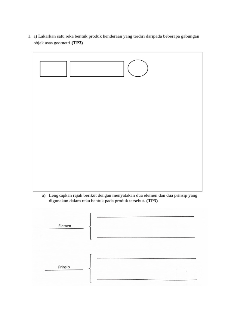 A) Lakarkan Satu Reka Bentuk Produk Kenderaan Yang Terdiri Daripada ...