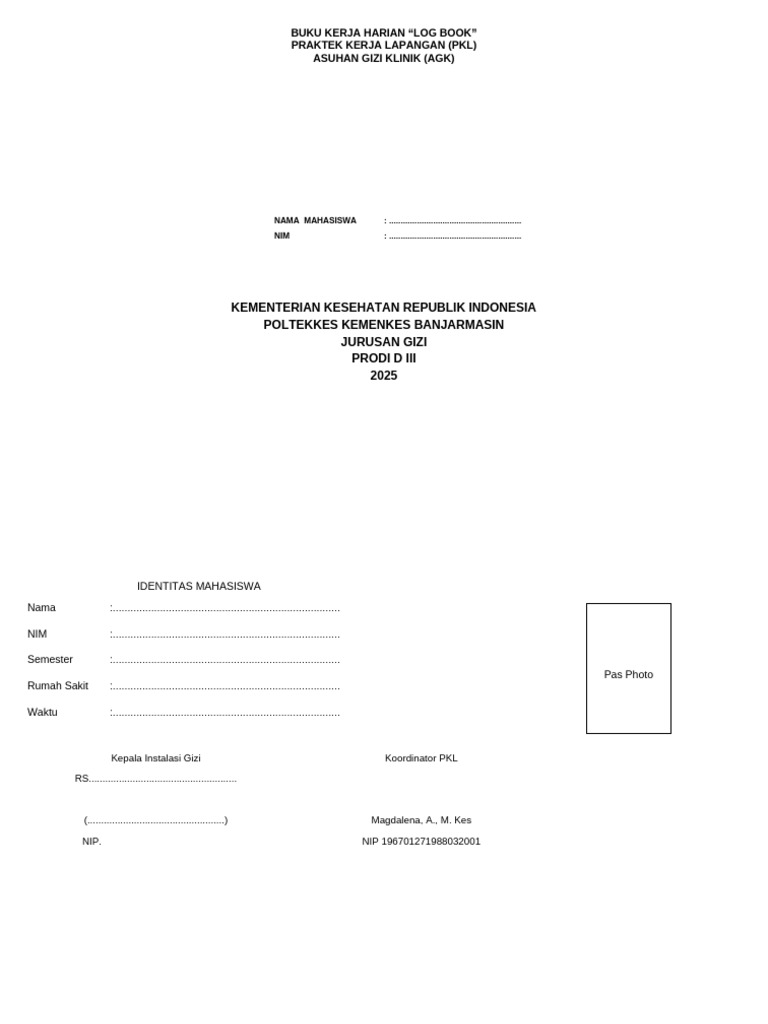 Log Book Agk Prodi d3 Gizi Banjarmasin | PDF