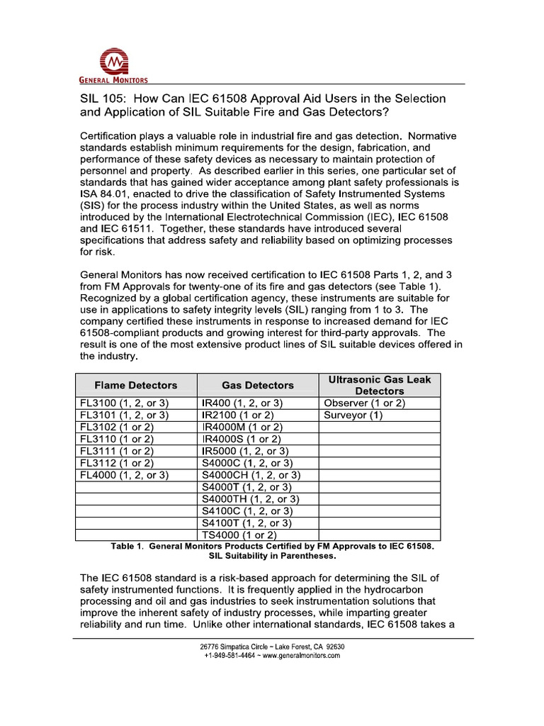 SIL 105 - How Can IEC 61508 Approval Aid.. | PDF
