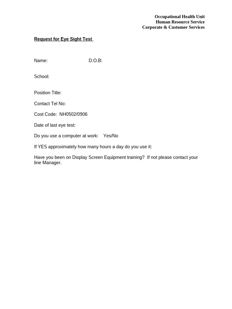 Schools Request For Eye Test Aug 14 | PDF