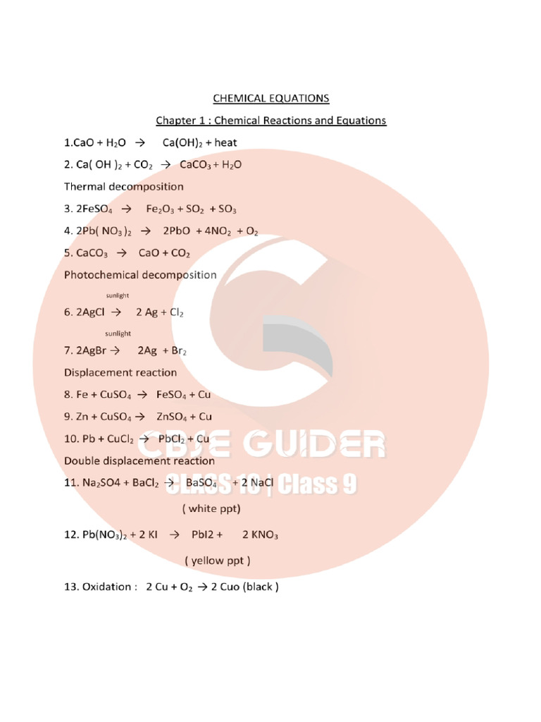 All Chemical Formulae Class 10 by CBSE Guider | PDF