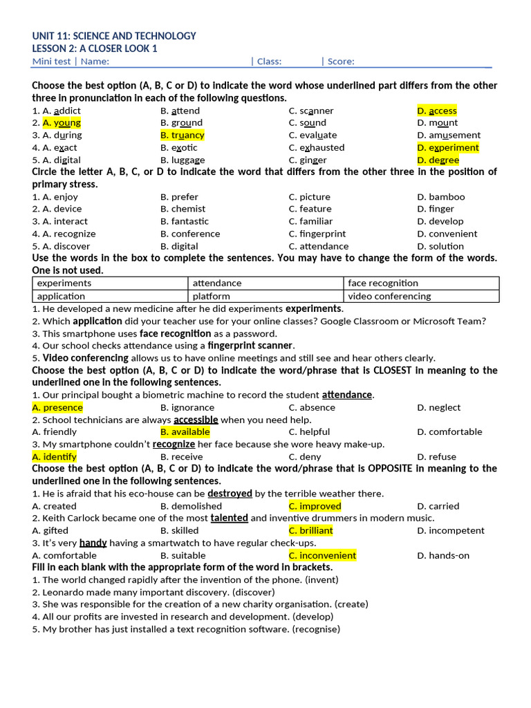 G8 Unit 11 Lesson 2 (NO KEYS) | PDF | Computing