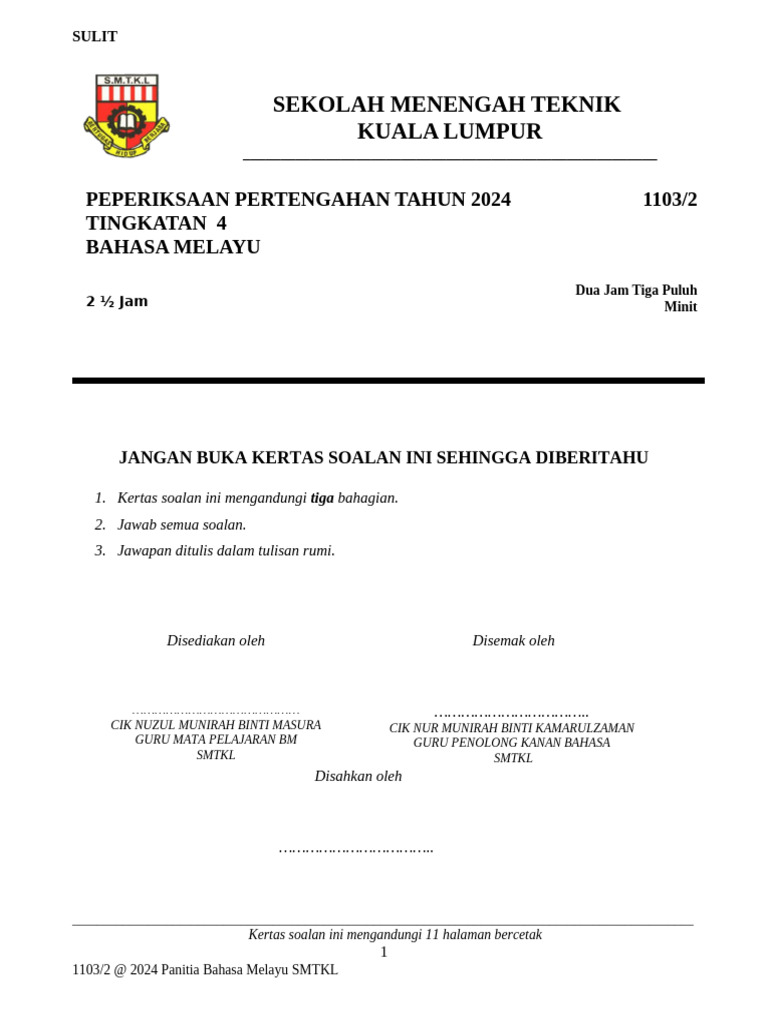 2024 BM K2 PPT Tingkatan 4 | PDF