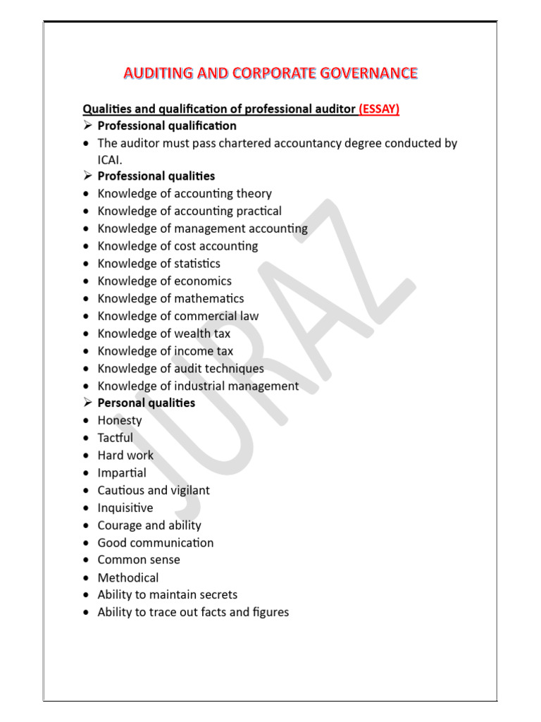 Auditor Qualifications and Skills Overview | PDF | Audit | Auditor's Report