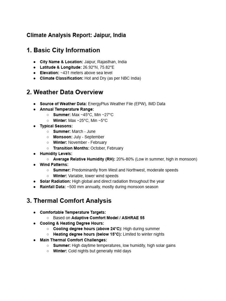 Climate Analysis Report - Jaipur, India ASHWIN BHUSHAN | PDF | Humidity ...