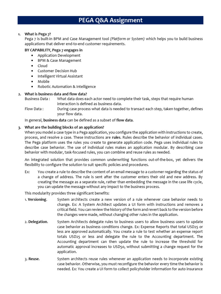 PEGA Interview Preparation | PDF | Class (Computer Programming ...