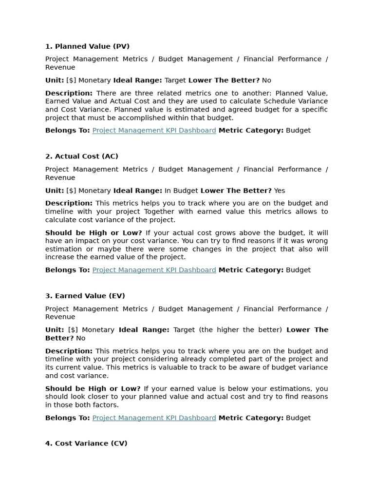 15 Most Important Project Management KPIs & Metrics | PDF | Gross ...