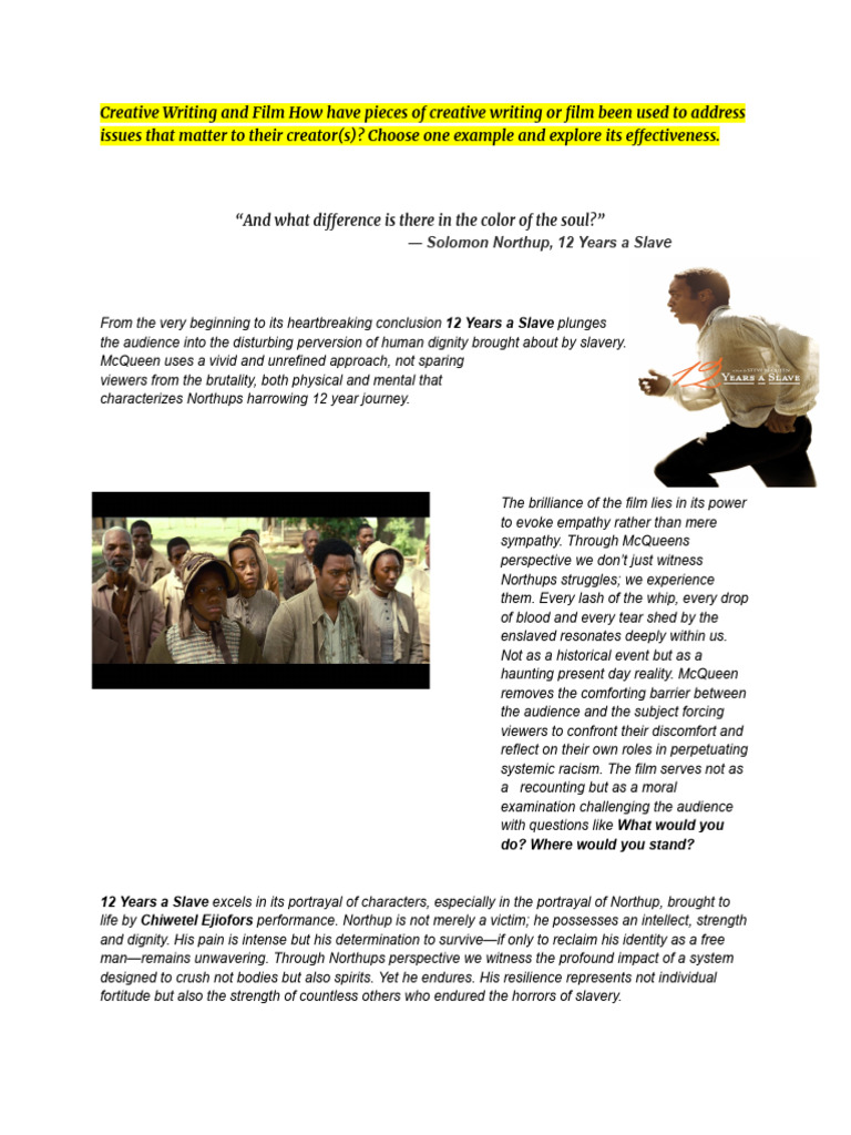 12 Years A Slave by Dhyan Ishwar Shaji | PDF