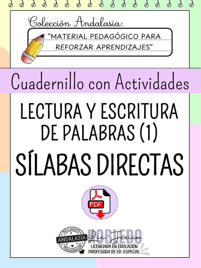 Cuadernillo LECTURA Y ESCRITURA DE PALABRAS I - CON SILABAS DIRECTAS ...