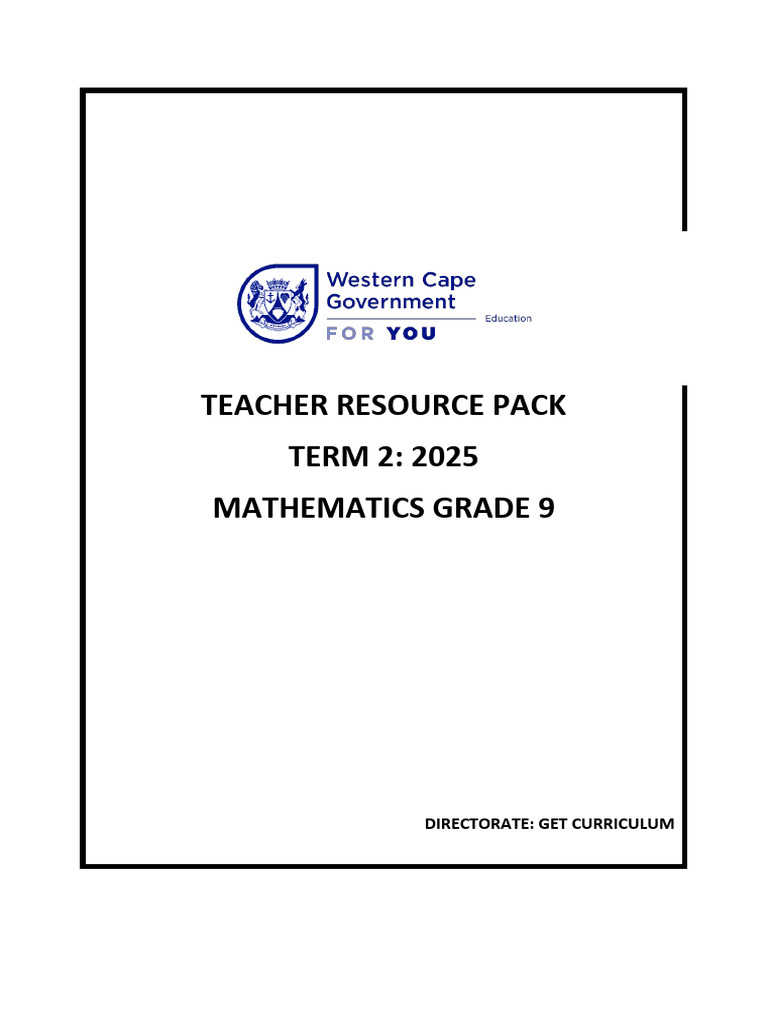 Teacher Resource Pack Maths GR 9 Term 2 of 2025 | PDF | Factorization ...
