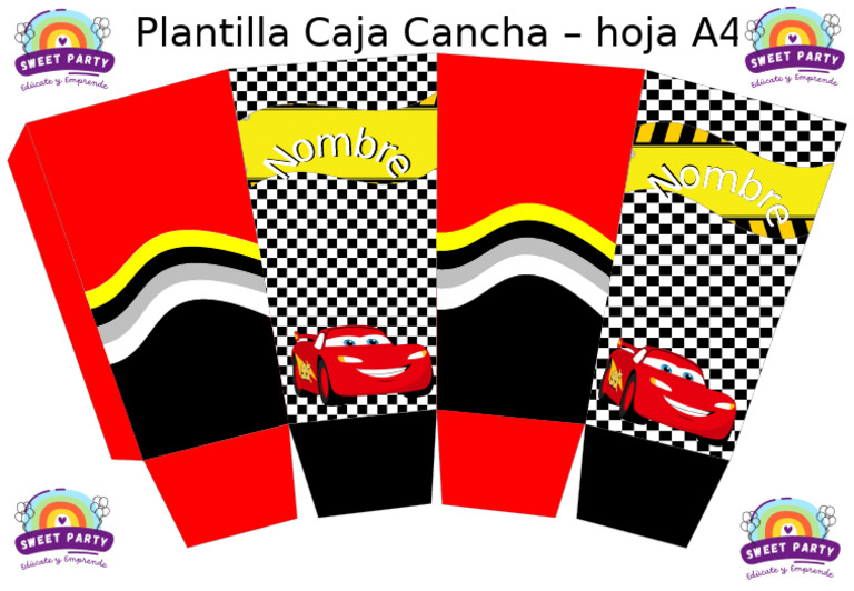 Plantilla Cajita Cancha Sweet Party Pdf