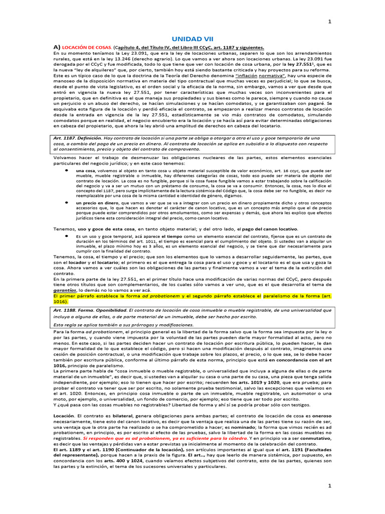 Contrato de Locación: Definición y Normativa | PDF | Derecho privado ...