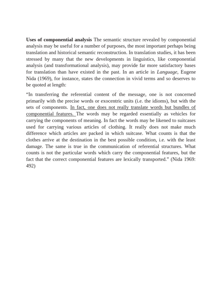 Uses of Componential Analysis | PDF