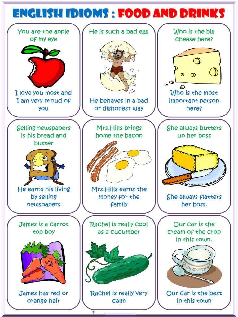 english-idioms-study-cards-about-food-and-drinks-1 - Compressed | PDF | Drink | Foods