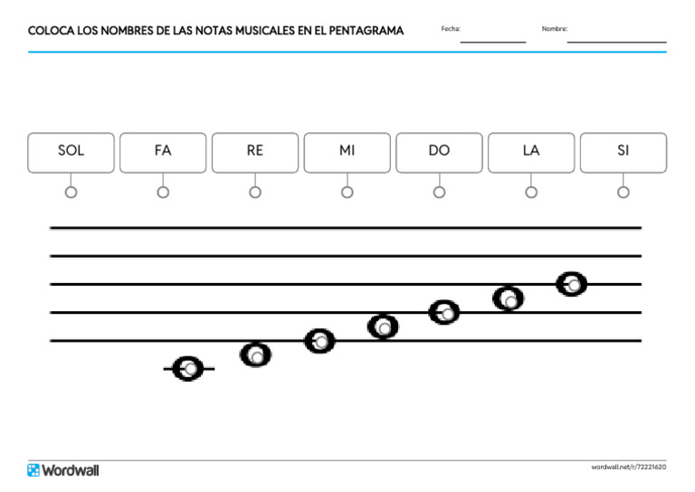 Coloca Los Nombres de Las Notas Musicales en El Pentagrama Diagrama Con ...