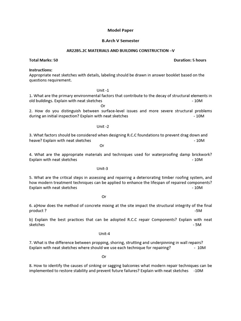 b Arch 5th Sem Model Paper r22_250210_144635 (3) | PDF | Beam ...