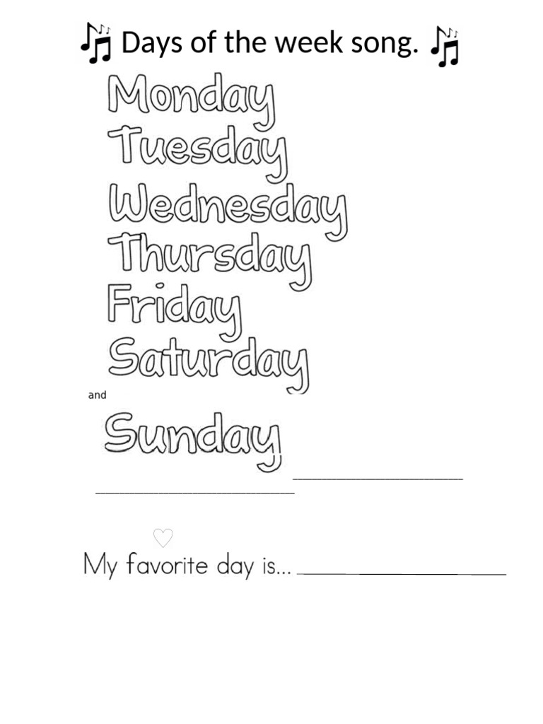 Days of the Week Song Lyrics | PDF