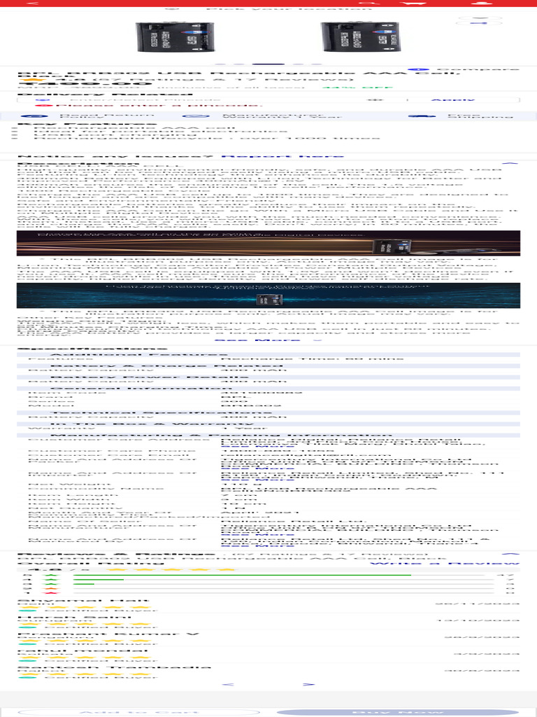 Buy BPL BRB302 USB Rechargeable AAA Cell, Black at Best Price On ...