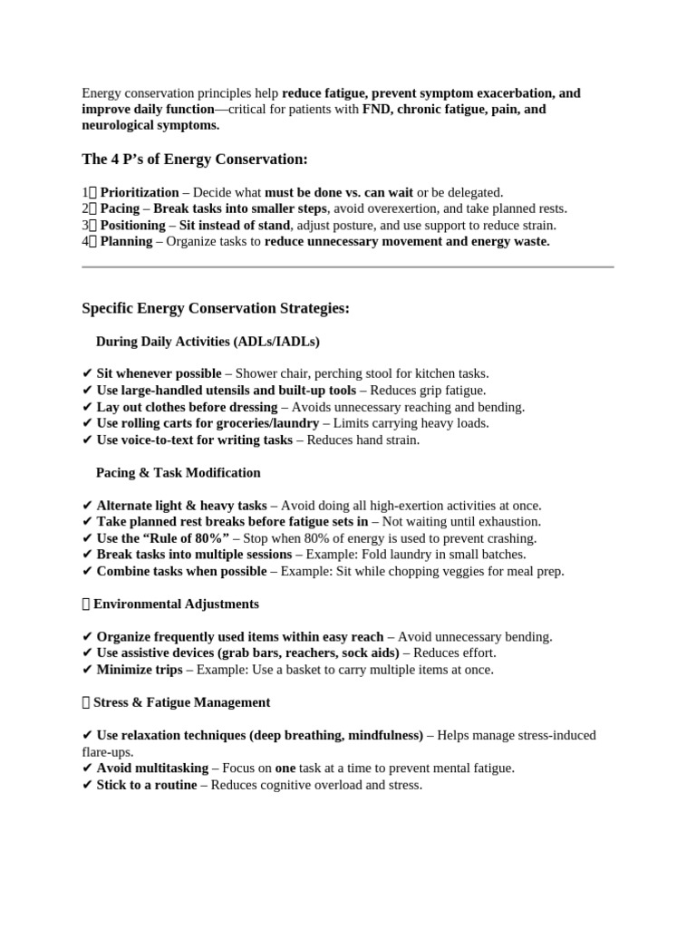 Energy Conservation Principles Handout | PDF