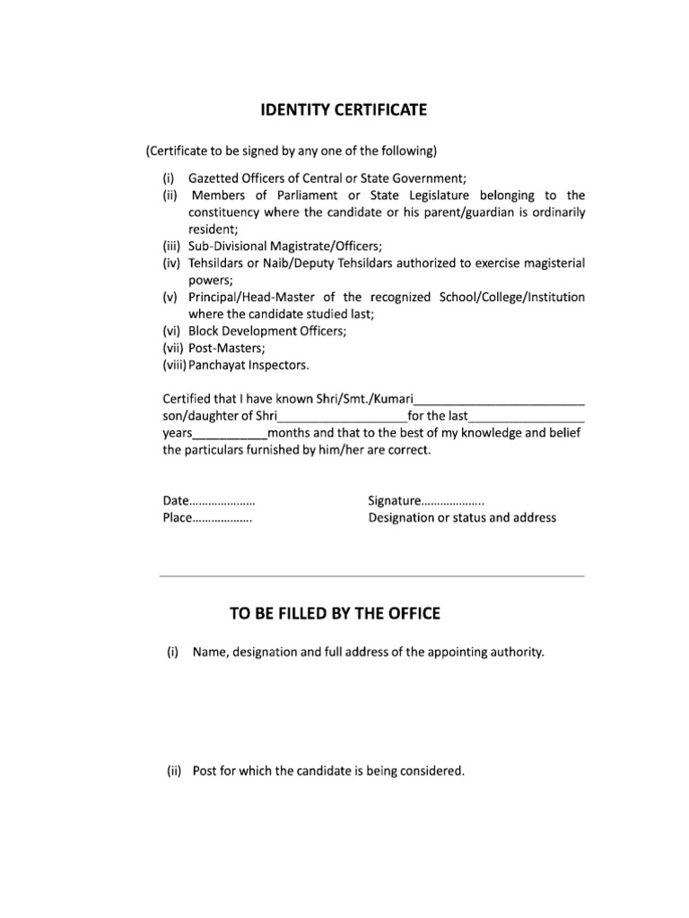 Identity Certificate | PDF