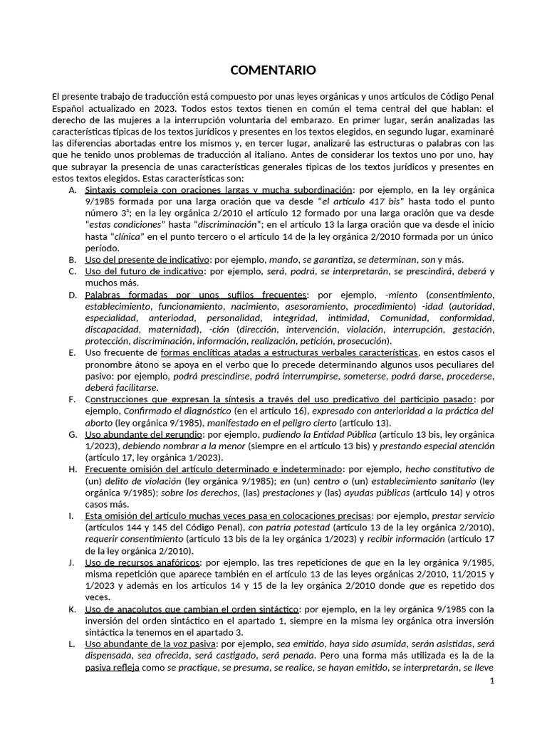 Comentario Largo | PDF | Castigos | Derecho penal